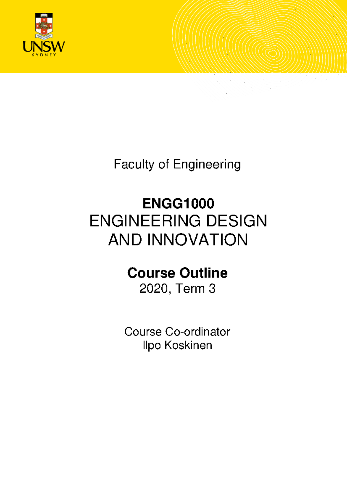 ENGG1000 Course Outline 2020 T3 - ENGG1000 - UNSW Sydney - Studocu