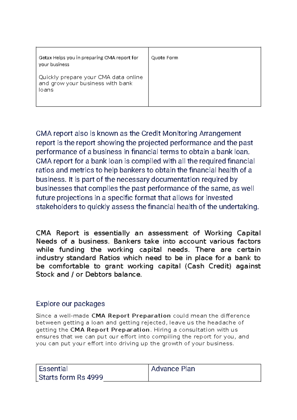 CMA report for your business - Getax Helps you in preparing CMA report ...