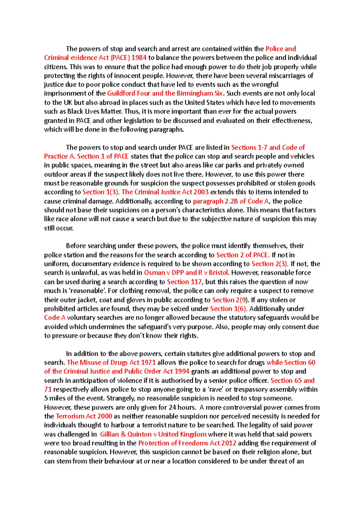 PACE Stop and Search, Arrest - The powers of stop and search and arrest ...