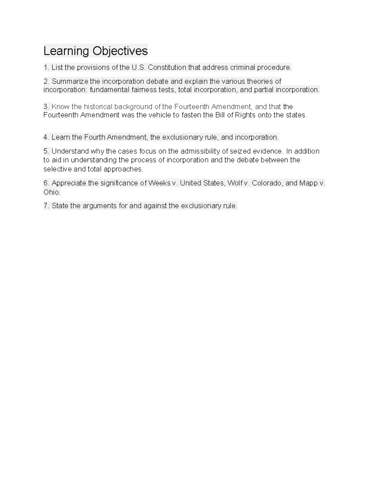 Chapter 2 Learning Objectives - Learning Objectives List the provisions ...