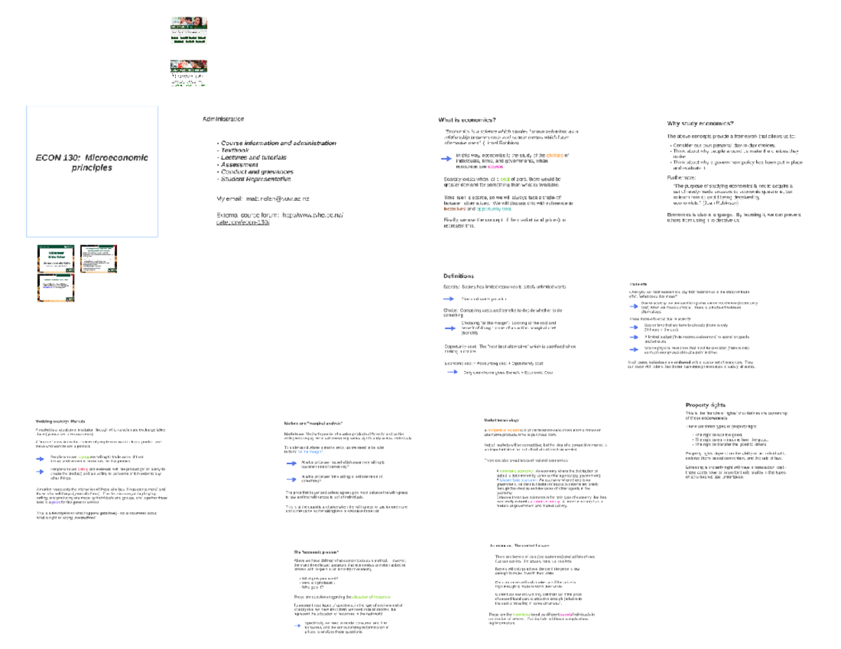 MN ECON130 L1 - Readings for Eco 130, summaries and notes ...