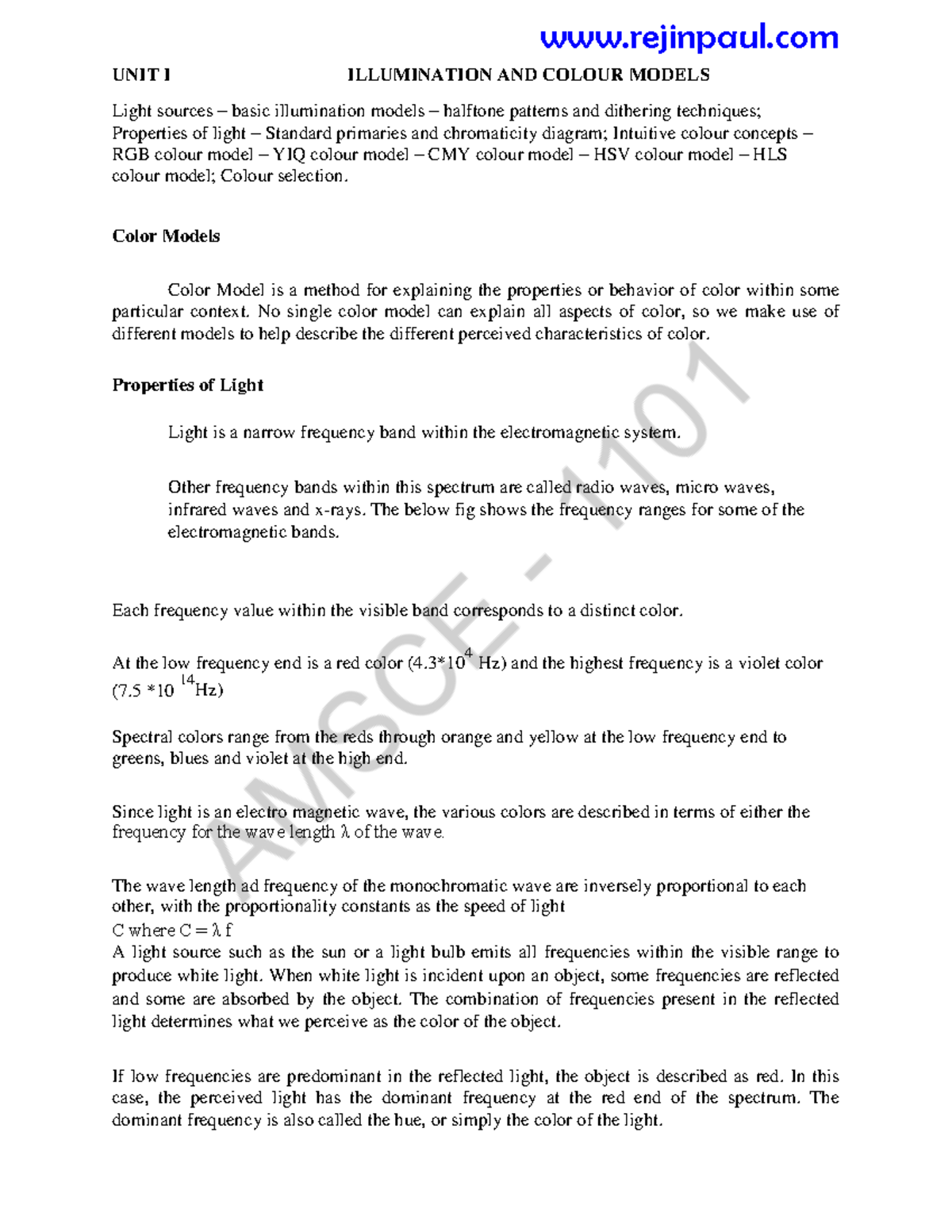 CS8092-Computer-Graphics-and-Multimedia-Notes watermark - Hz) UNIT I ...