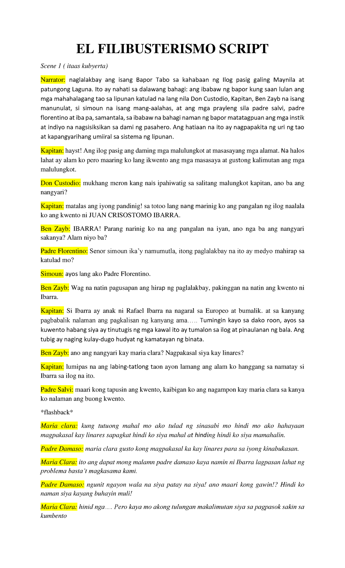 El filibusterismo - EL FILIBUSTERISMO SCRIPT Scene 1 ( itaas kubyerta ...