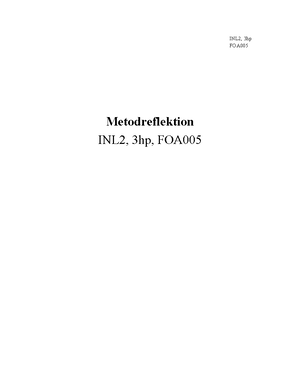 INL2 FOA005 - Inlämning 2 för uppsats och metod kurs årskurs 2 - XXXX ...