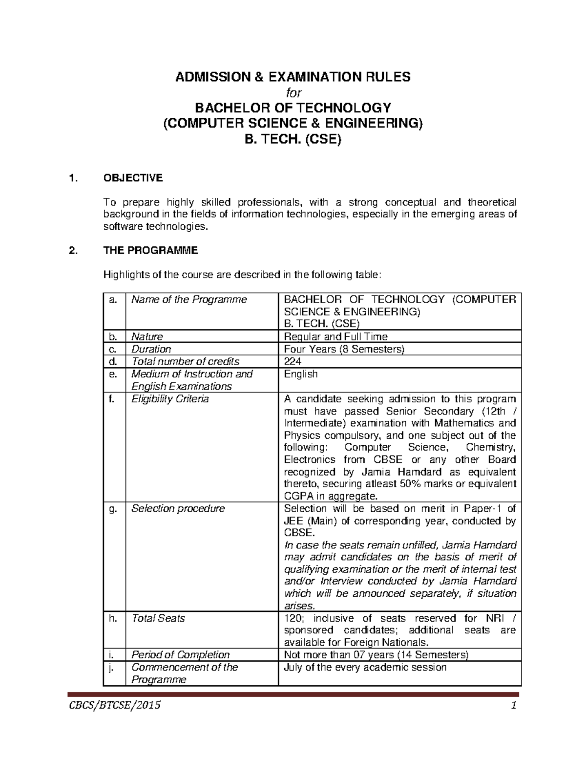 Syllabus - Grade: 7.6 - ADMISSION & EXAMINATION RULES for BACHELOR OF ...