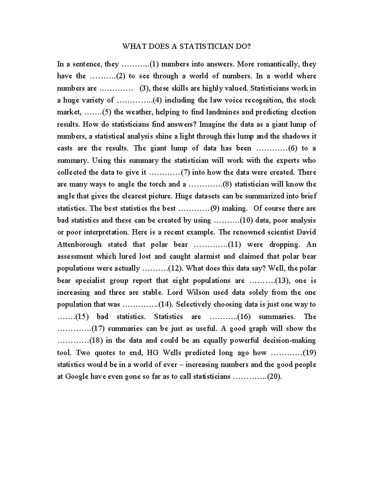 Iconoriginal - MArketing - WHAT DOES A STATISTICIAN DO? In a sentence ...