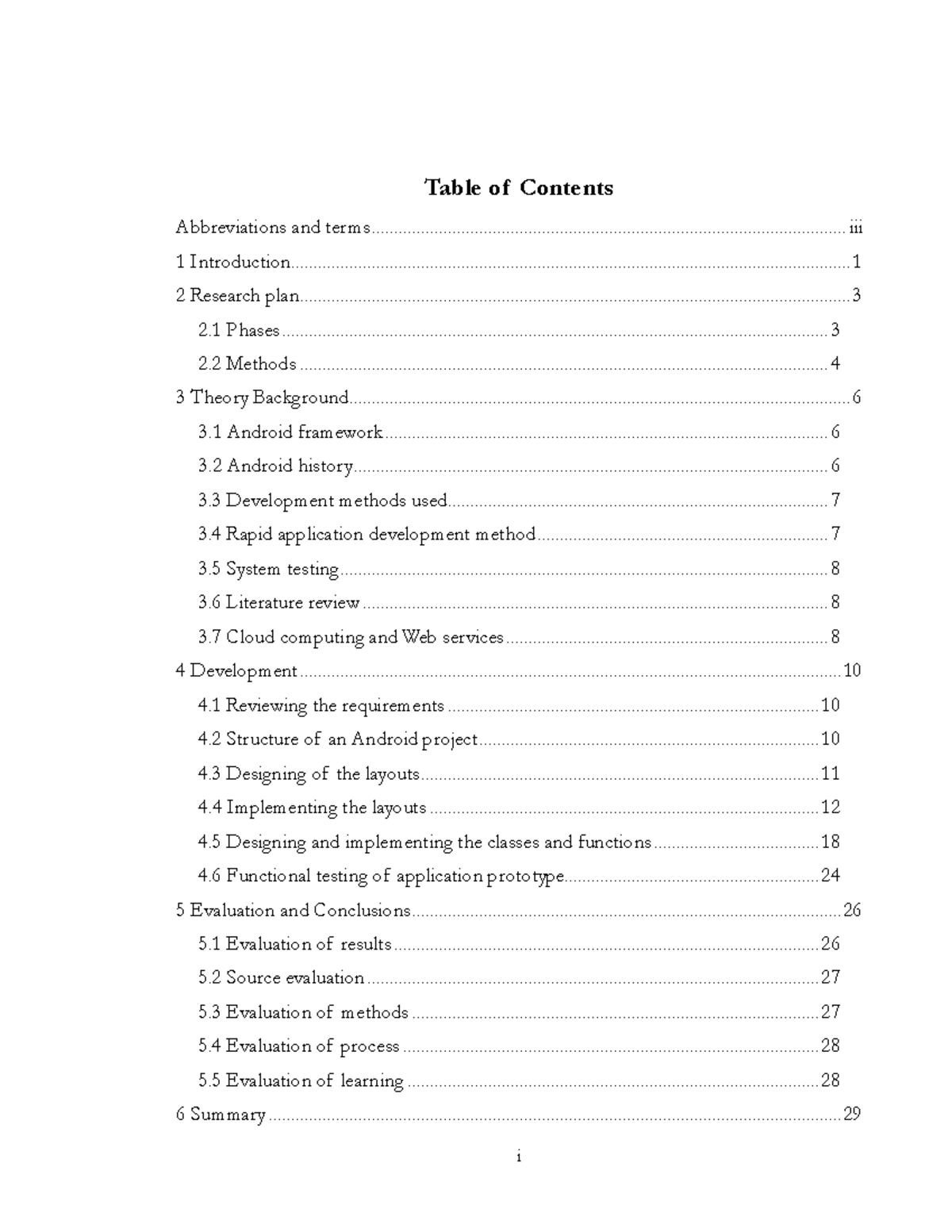 Project report on android App Devlopment BCA - i Table of Contents 1 ...