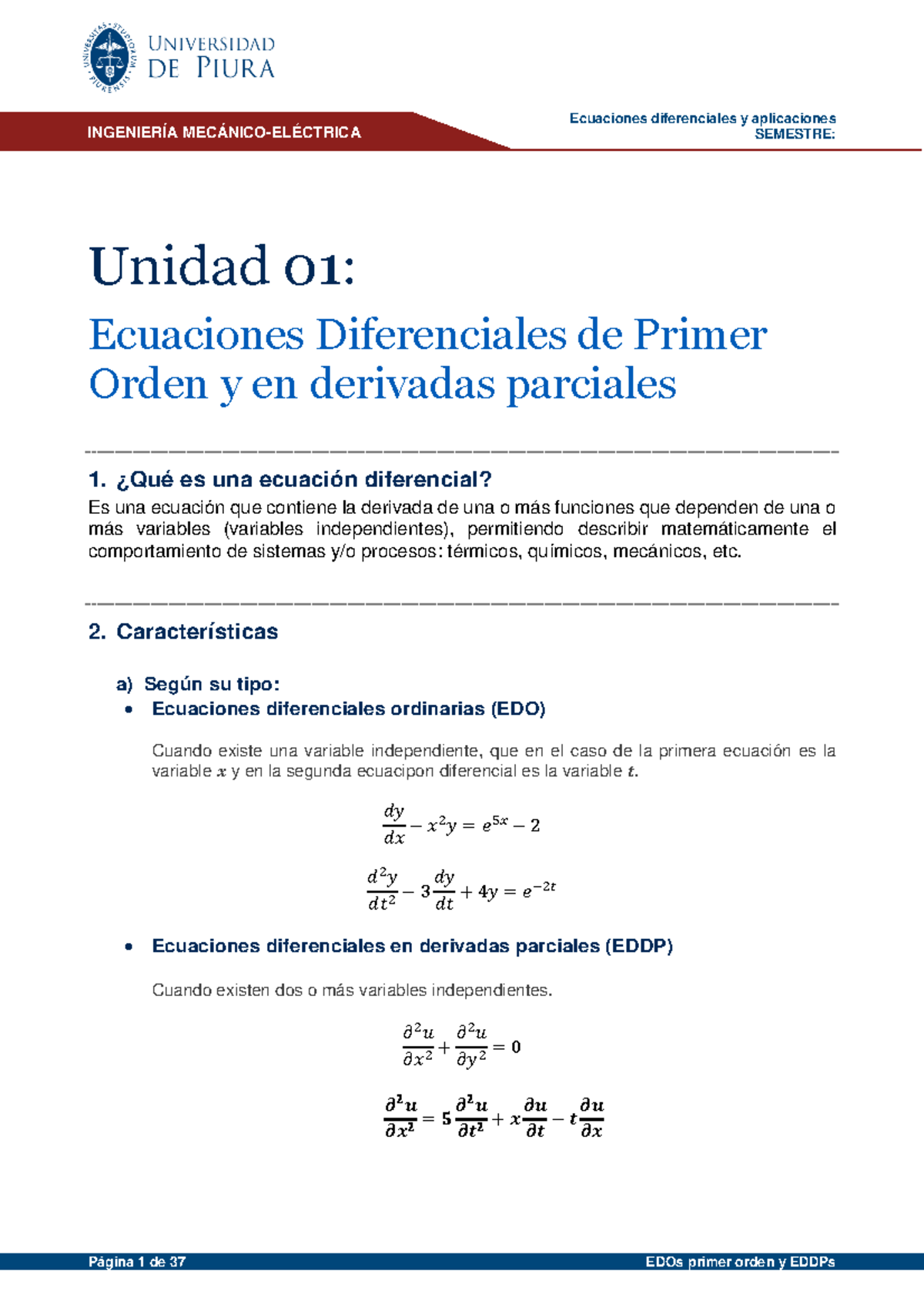 EDI-CAP I Primer orden y EDDP - Ecuaciones diferenciales y aplicaciones ...