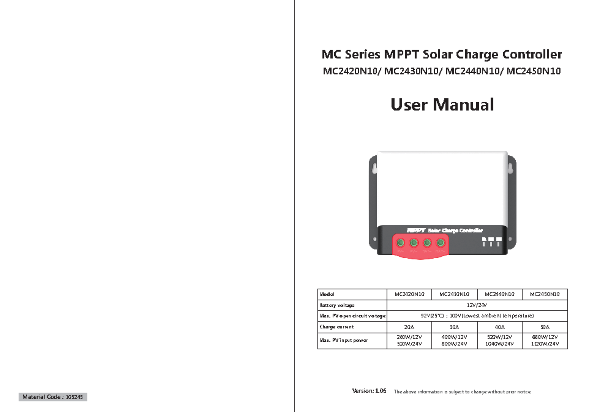 MC24 User Manual-V1 - MC Series MPPT Solar Charge Controller - MC ...