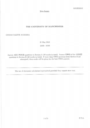 Exercises 6-solutions - MATH32012 Commutative Algebra 2023 Solutions to ...