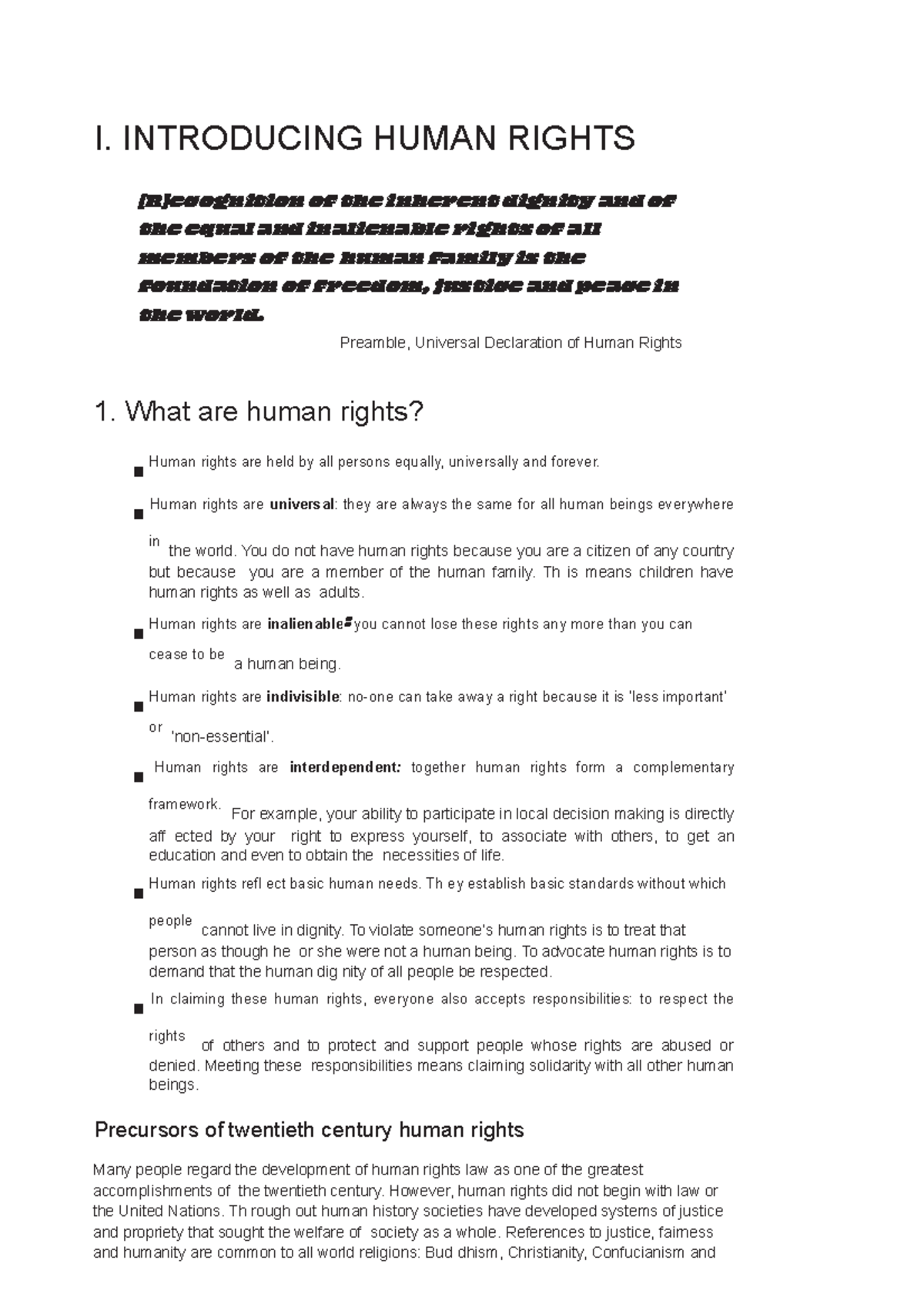 Introducing Human Rights - I. INTRODUCING HUMAN RIGHTS ####### [R ...