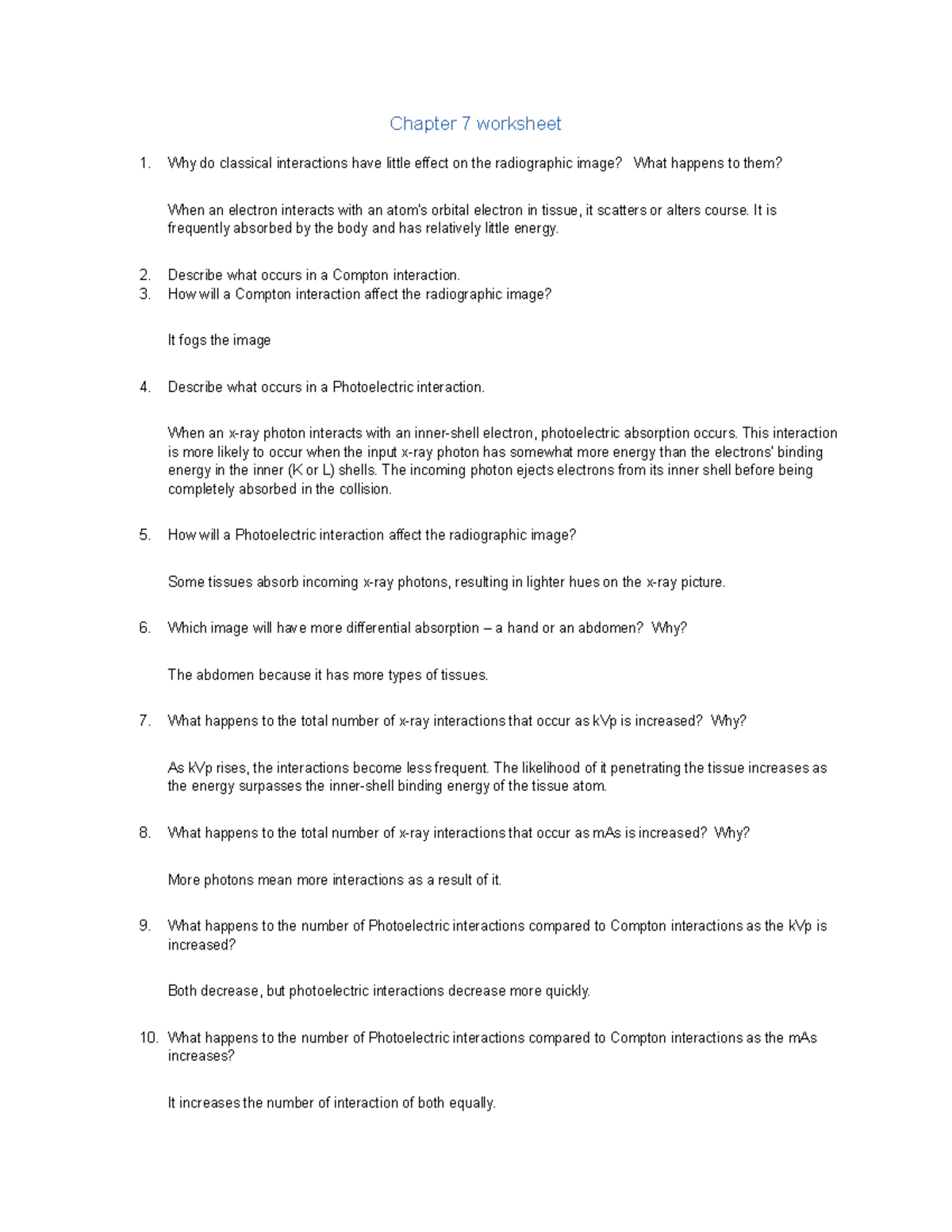 Chapter 7 worksheet - Chapter 7 worksheet 1. Why do classical ...