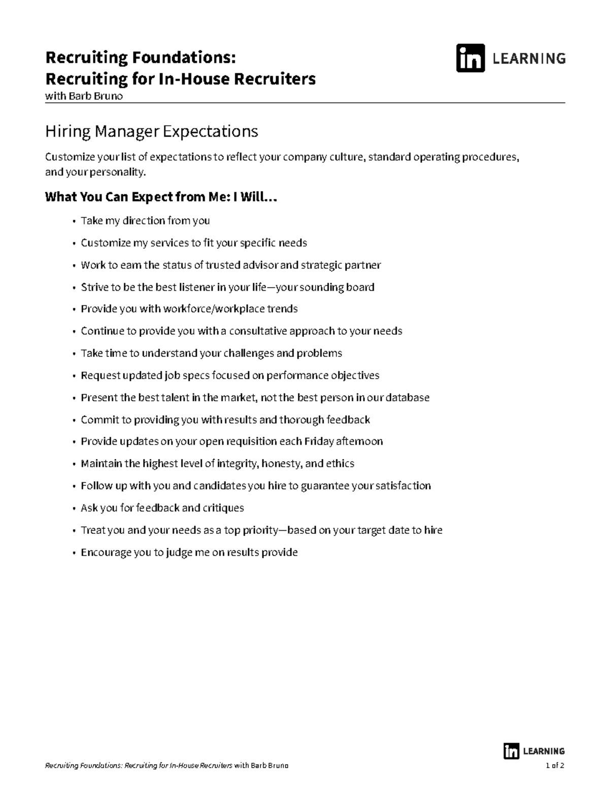 Hiring Manager Expectations - Recruiting Foundations: Recruiting for In ...
