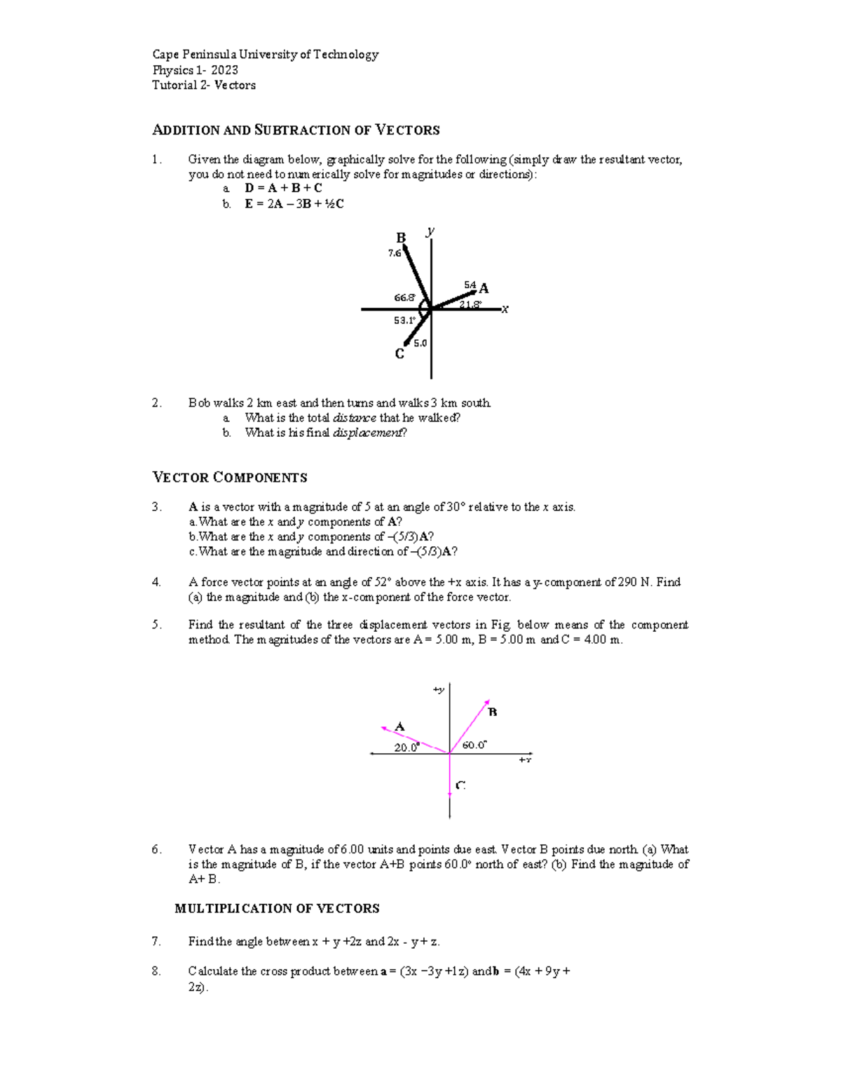 Physics Tut 2 - Vectors - Cape Peninsula University of Technology ...