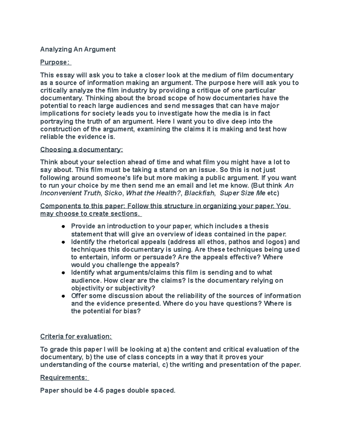 Analysinz an arngument - Analyzing An Argument Purpose: This essay will ...