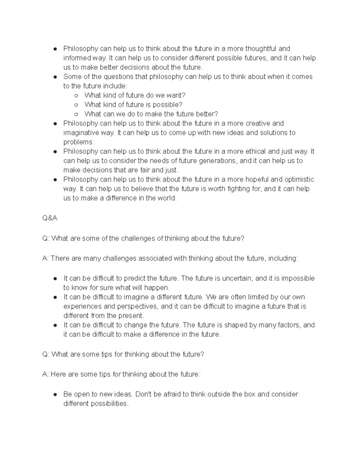 Lecture 10 Philosophy and the Future - Philosophy can help us to think ...