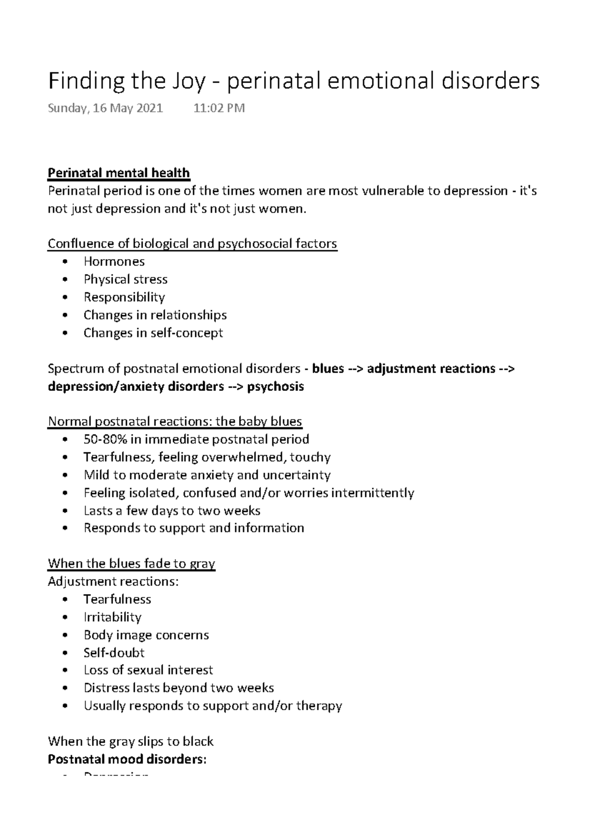 Perinatal emotional disorders - Perinatal mental health Perinatal ...