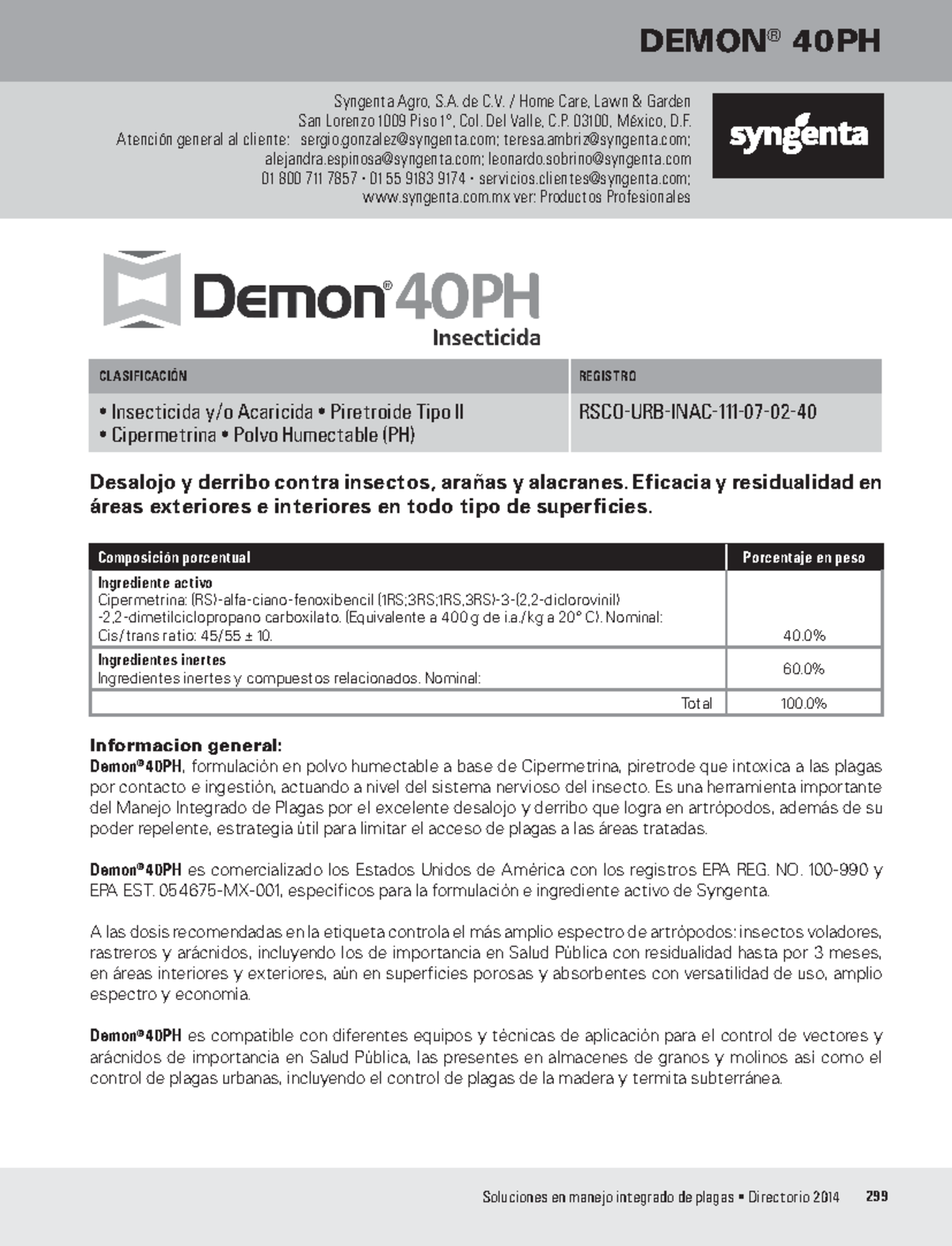 Demon 40HP - PLAGUICIDAS - Soluciones en manejo integrado de plagas ...