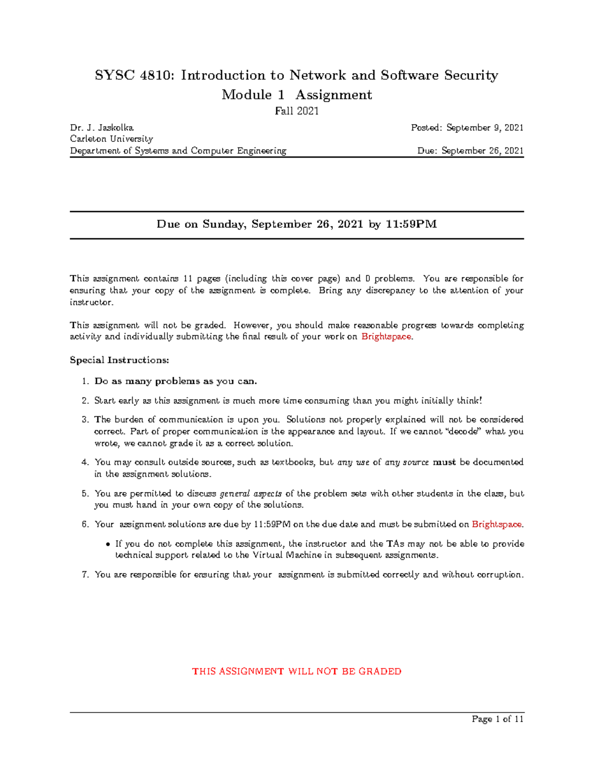 Assignment-01 Stuff - Fill - SYSC 4810: Introduction to Network and Software Security Module 1 ...