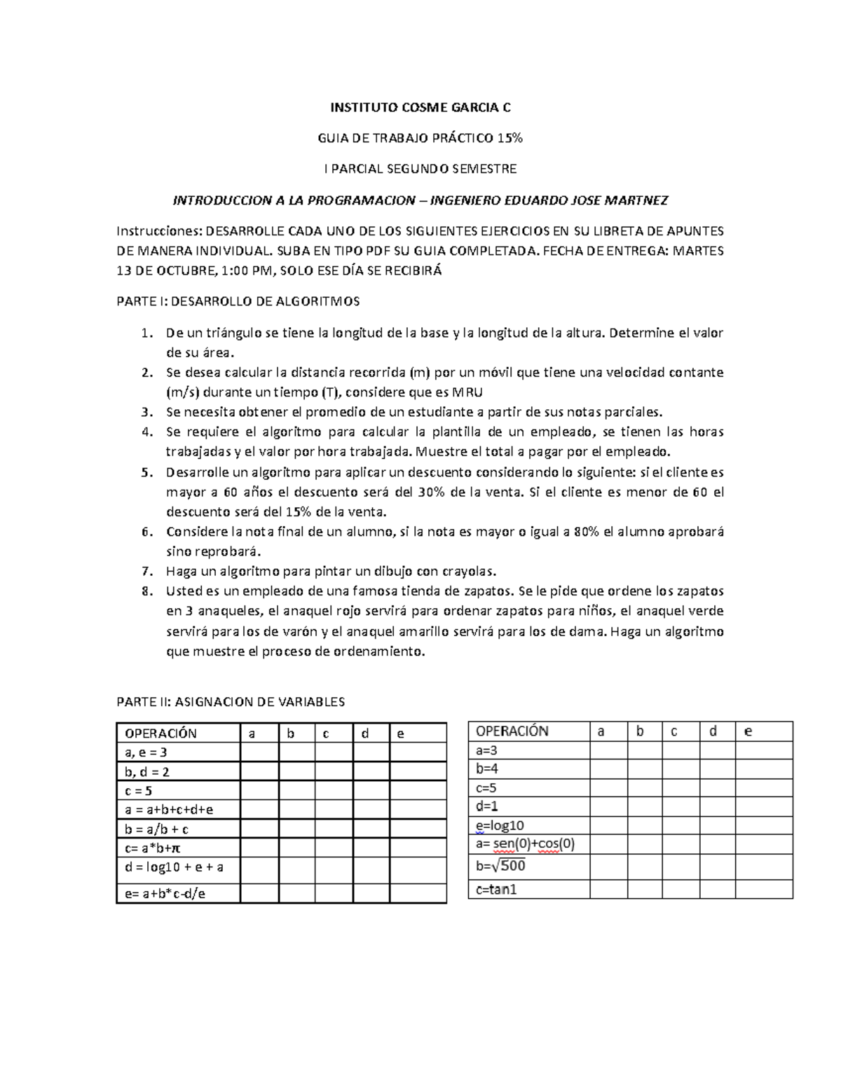 GUIA Programacion I Parcial 2020 - Warning: TT: undefined function: 32 Warning: TT: undefined ...