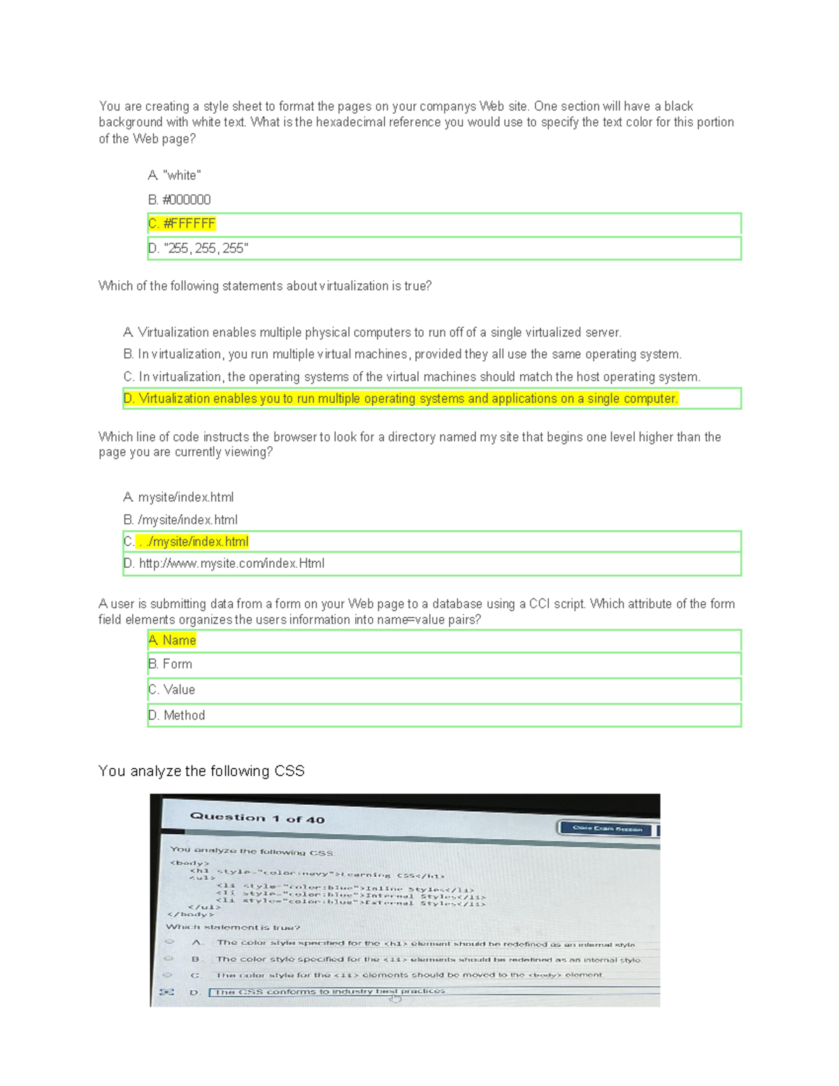 Reviewer for WEB certification Basic 1 - You are creating a style sheet ...