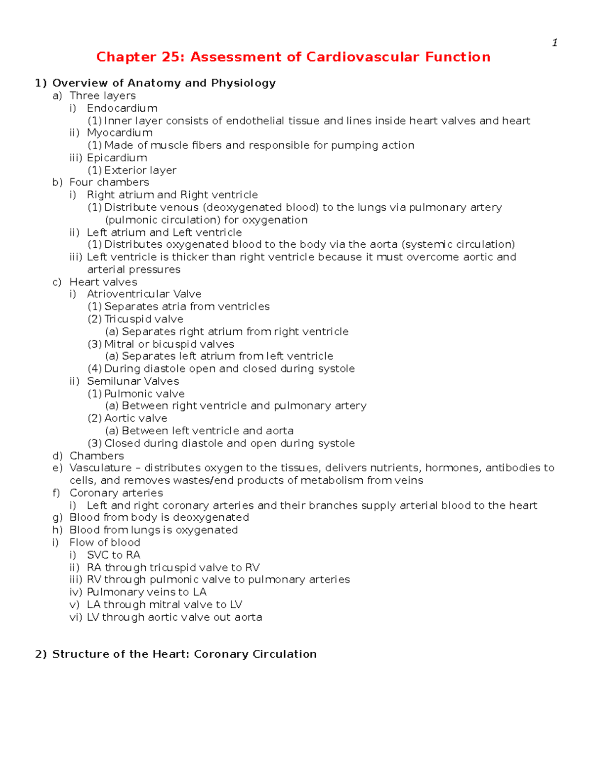 Chapter 25 - cardiovascular function - Chapter 25: Assessment of ...