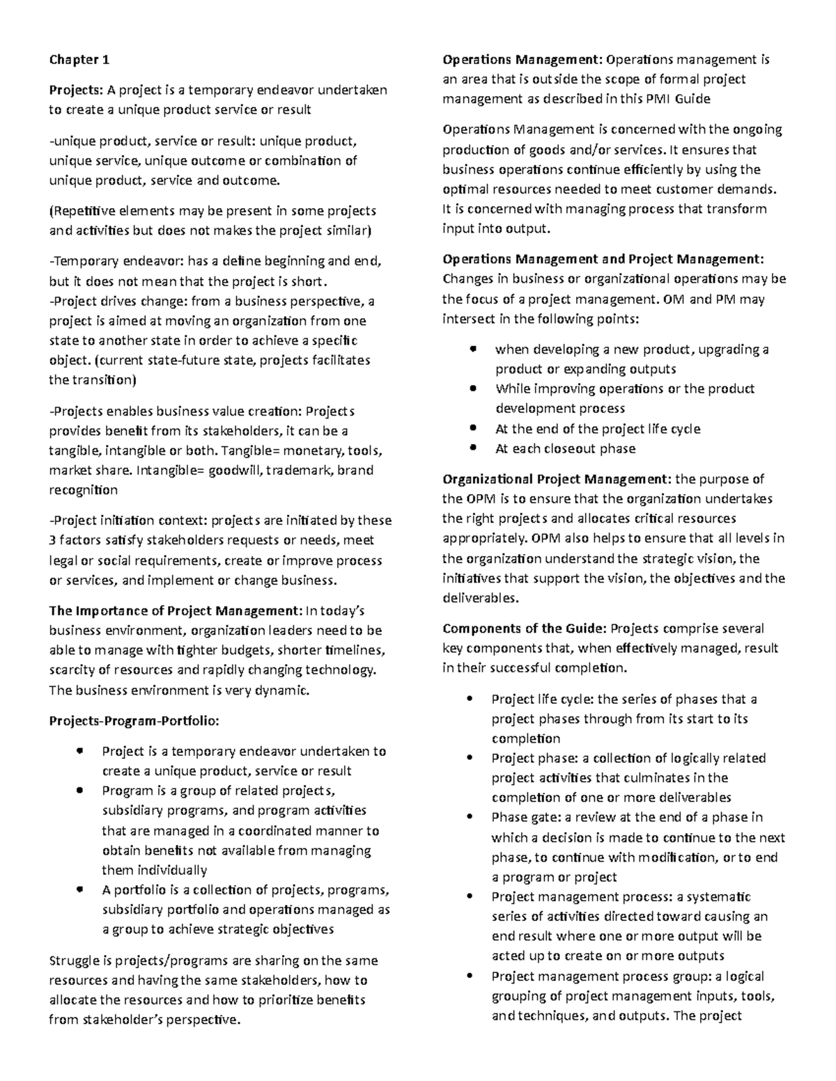 Chapter 1 - dasdad - Chapter 1 Projects: A project is a temporary ...