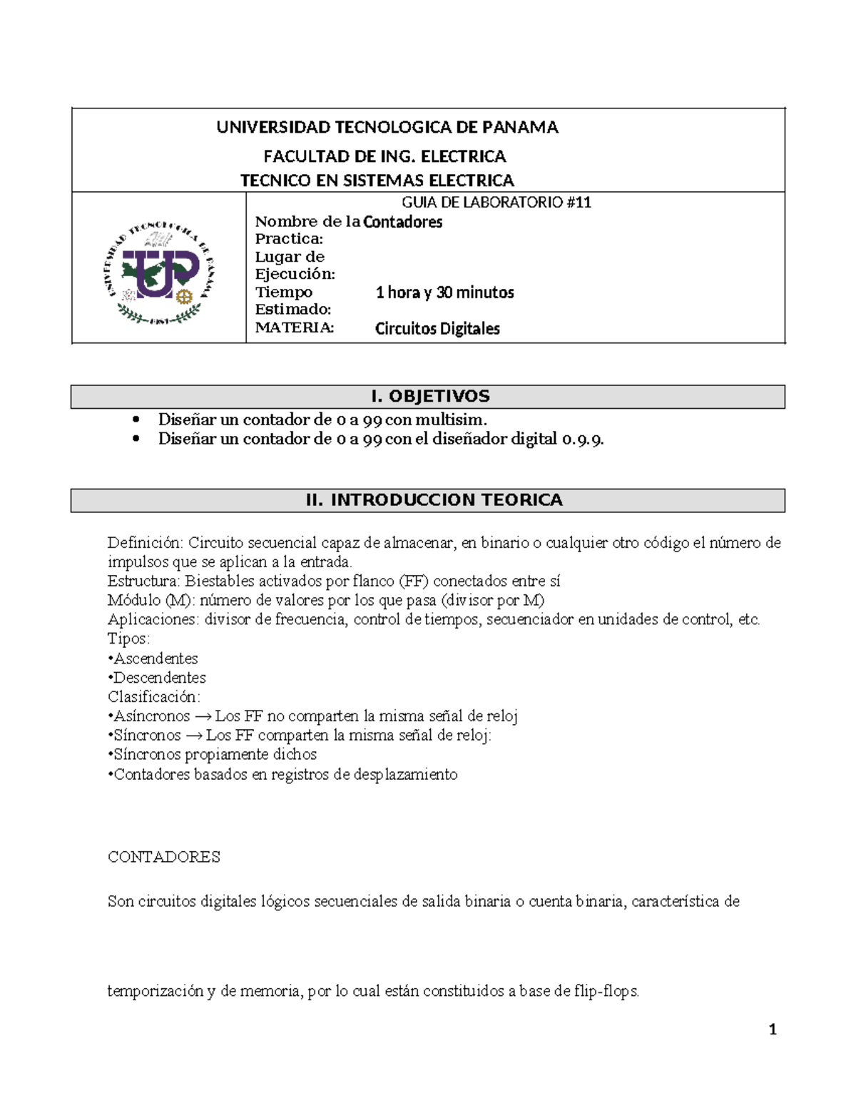Guía Para contador con arduino - UNIVERSIDAD TECNOLOGICA DE PANAMA FACULTAD DE ING. ELECTRICA ...