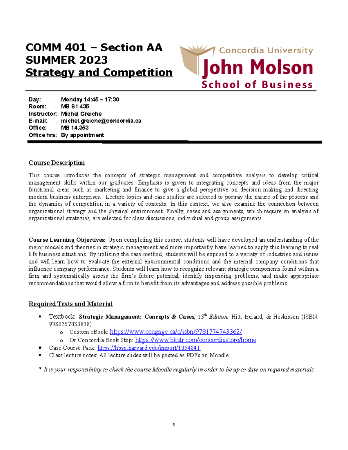 SS23 Section AA - Course Outline - COMM 401 – Section AA SUMMER 2023 ...