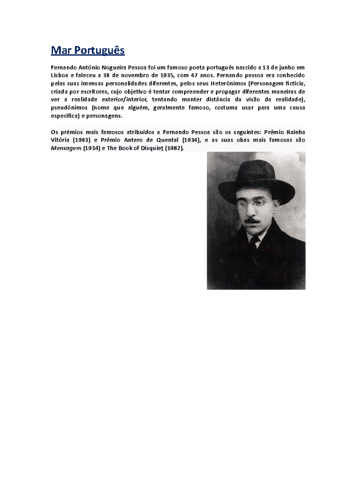 Mar português fernando pessoa - Mar Português Fernando António Nogueira ...