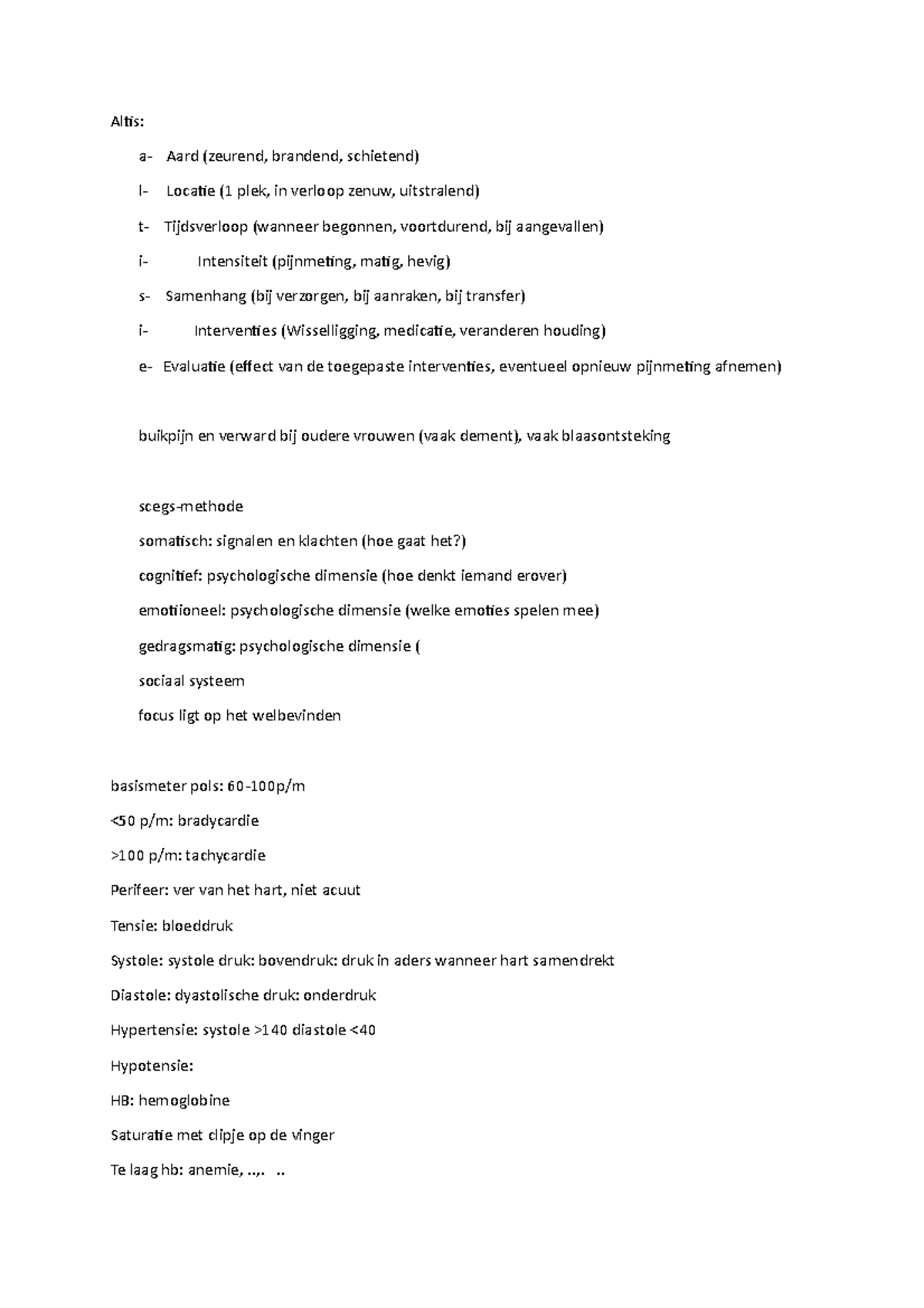Les 1 week 3 - altis, scegs methode, basis parameters - Altis: a- Aard ...