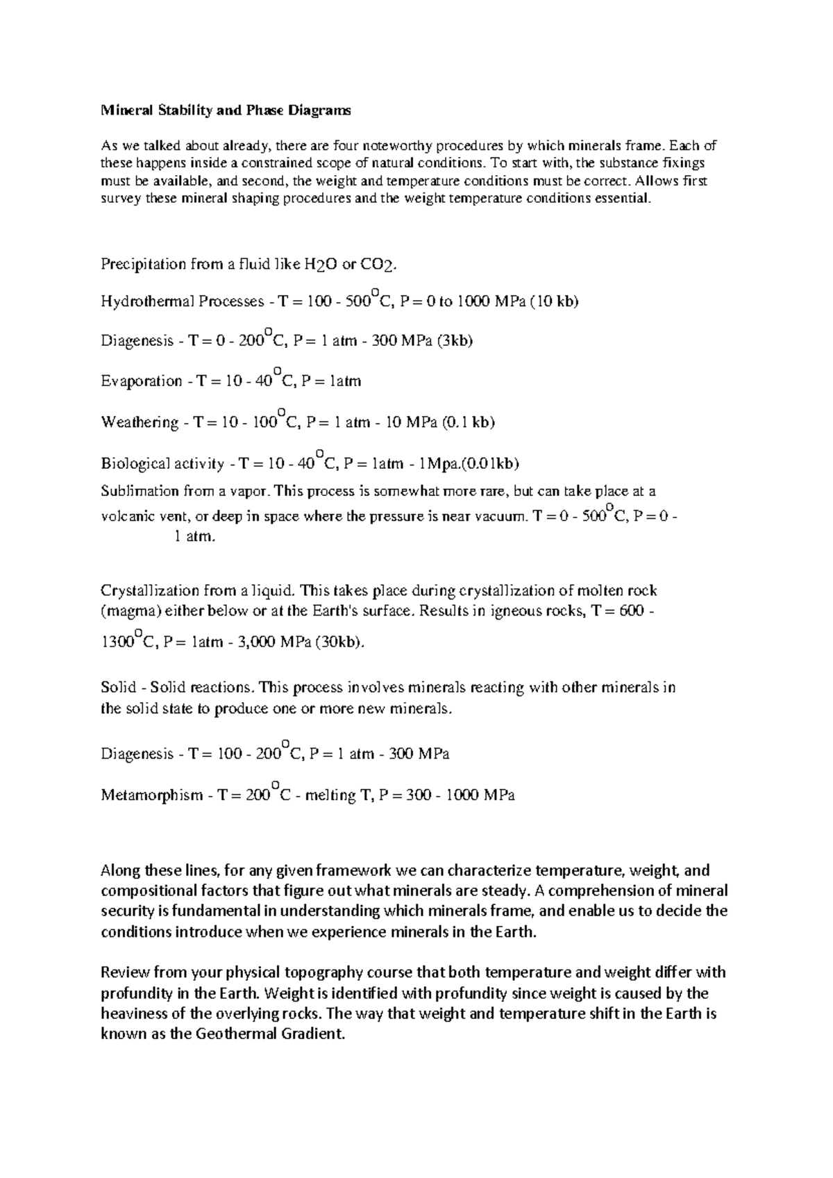 Mineral Stability, Phase Diagrams and Prologue to Uniaxial Minerals ...