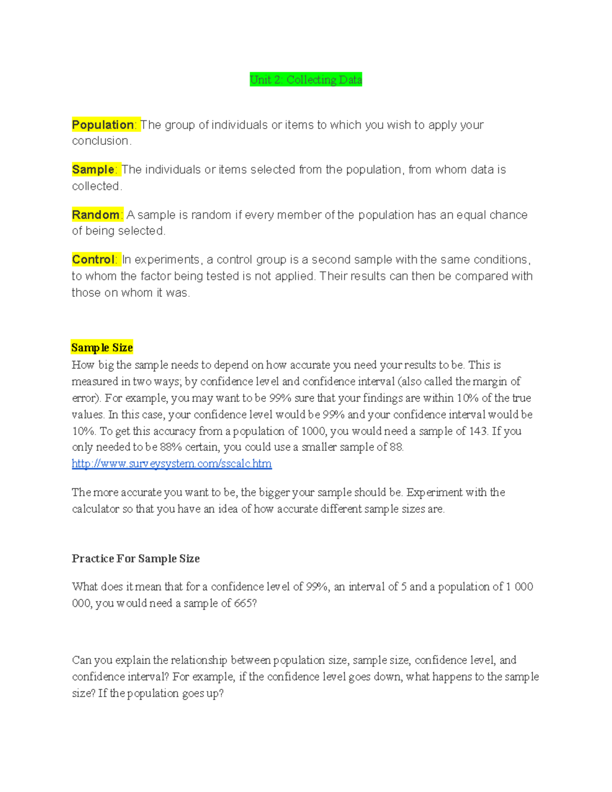 Unit 2 Collecting Data - Basic data Management notes - Studocu