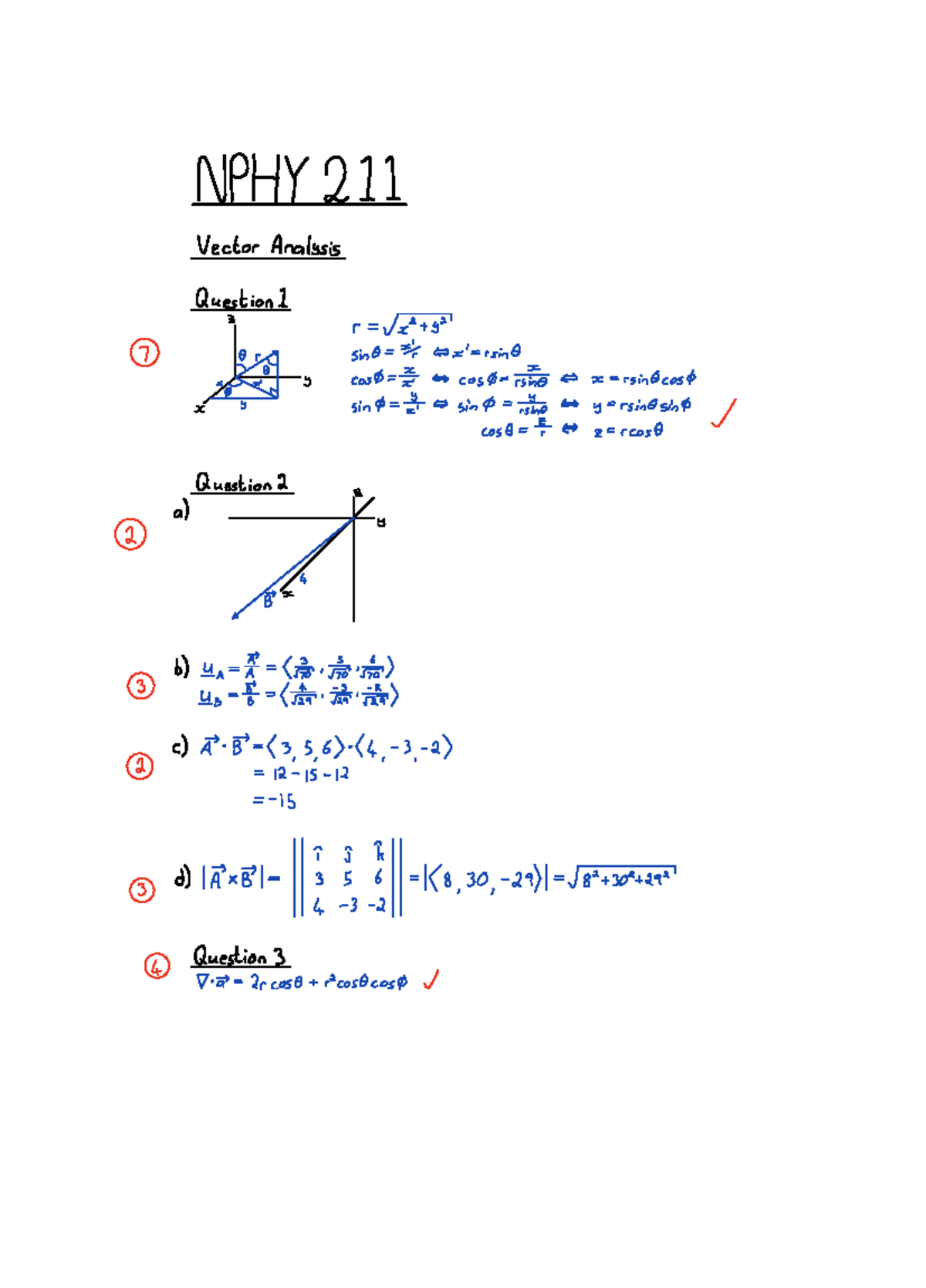 All in one Practice Test - NPHY 211 Vector Analysis r spyya to sink ...