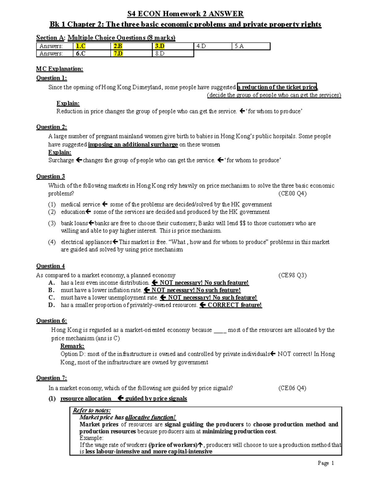 22 23 HW2 Ch2 Answer - Page 1 S4 ECON Homework 2 ANSWER Bk 1 Chapter 2 ...