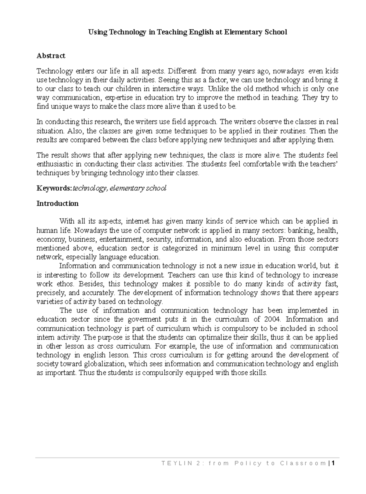 Using Technology in Teaching English at Elementary School - Different ...