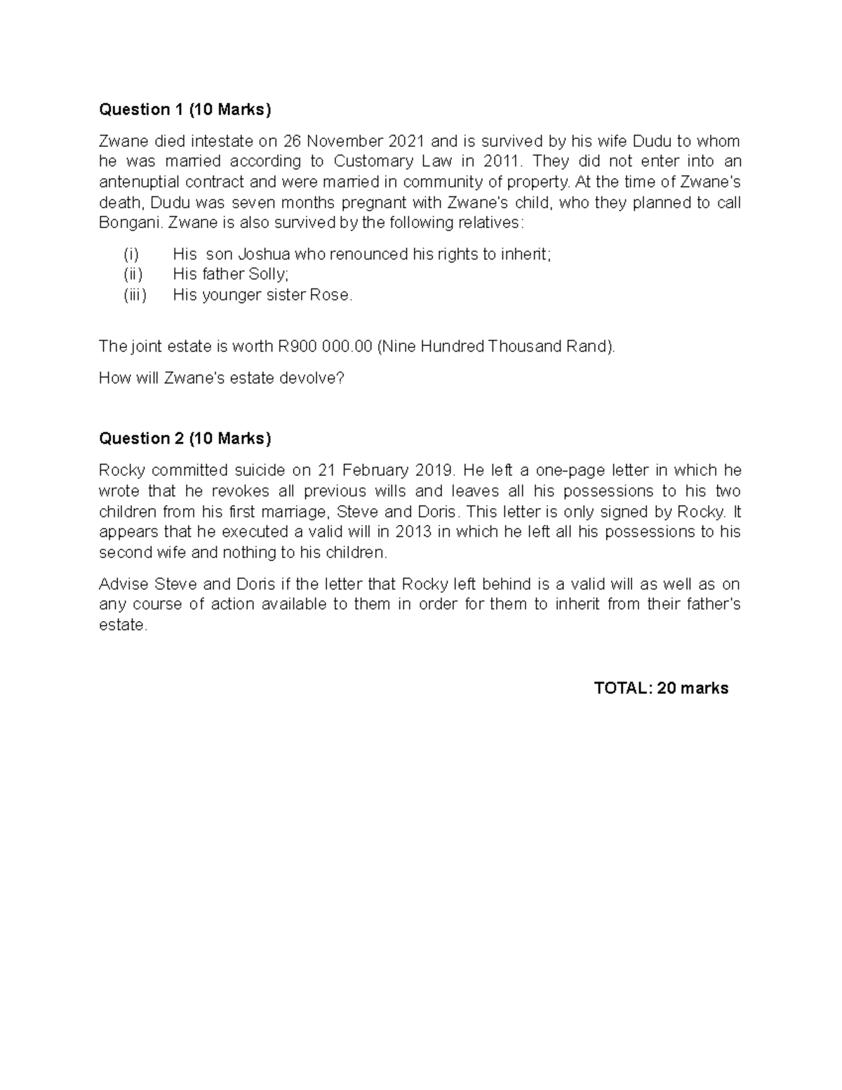 Semester 01 Assignment 01 questions for upload b77313 ...