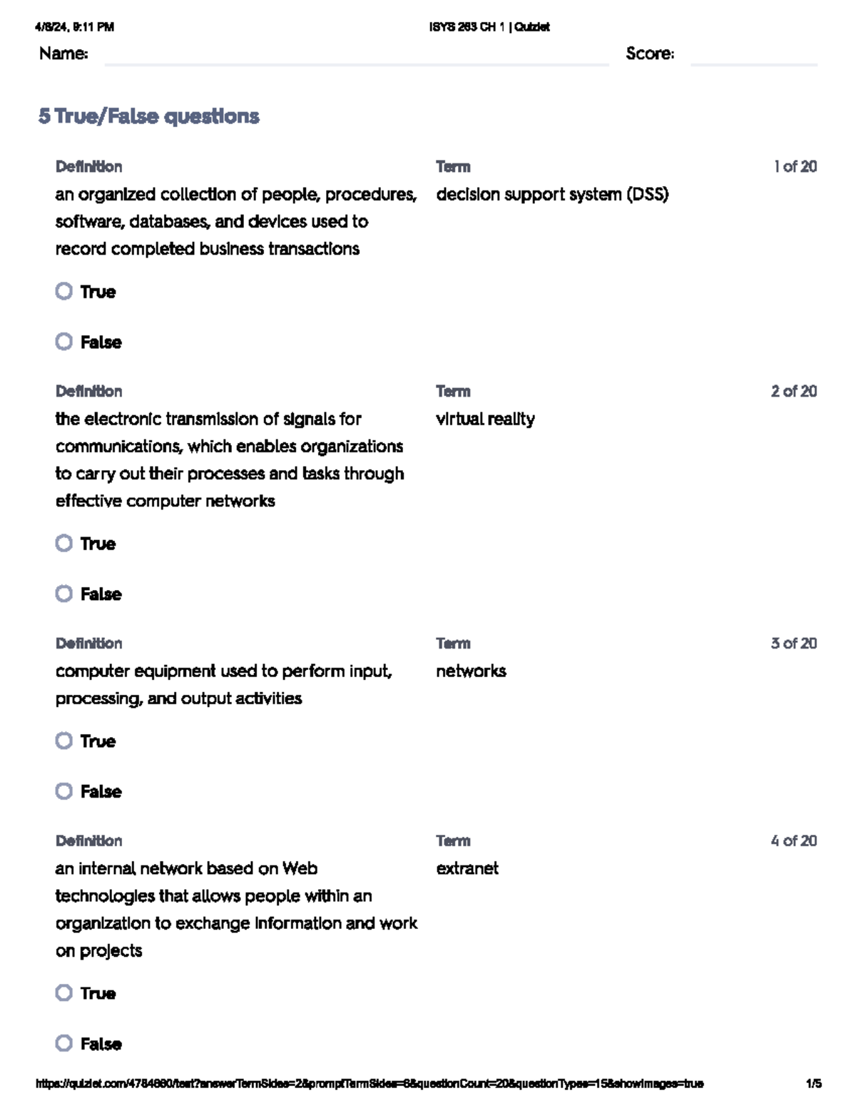 ISTN MOCK QUIZ - ISTN101 - Studocu