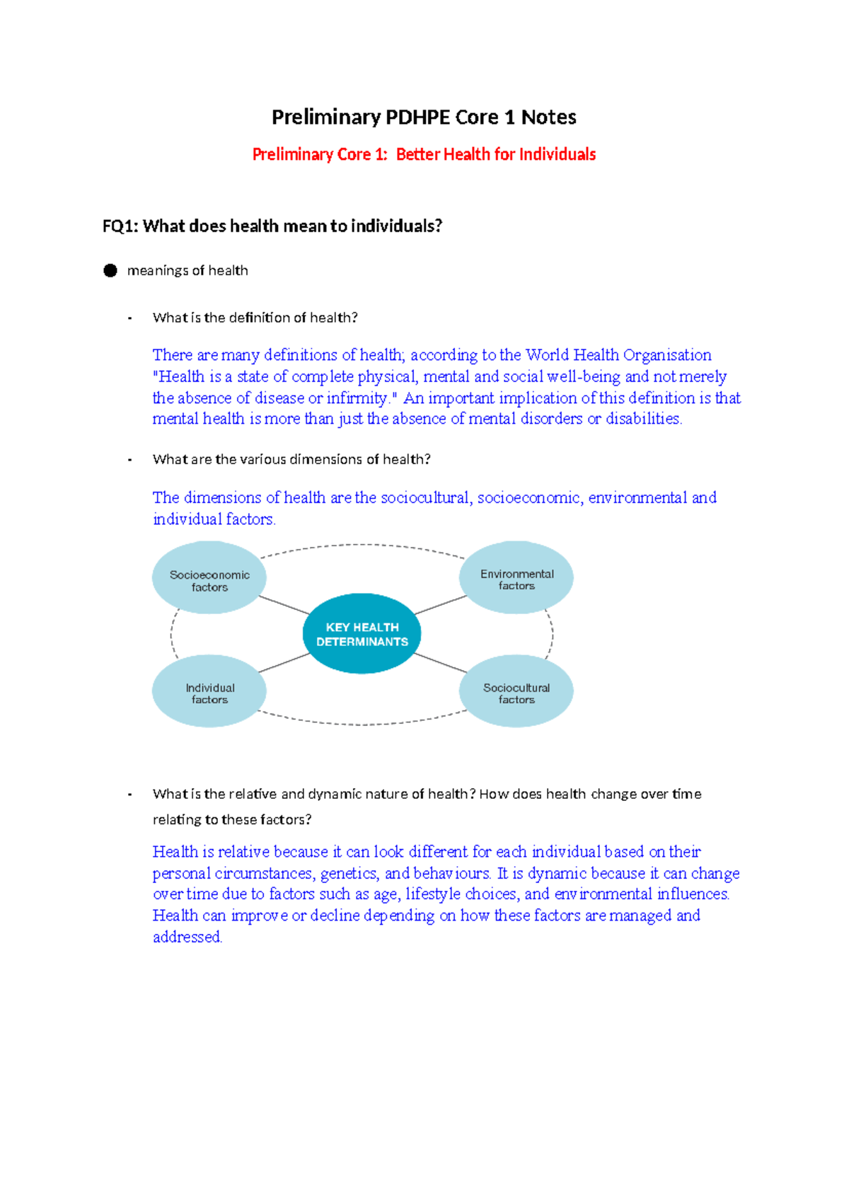 Preliminary Pdhpe Core 1 Notes - Preliminary PDHPE Core 1 Notes ...