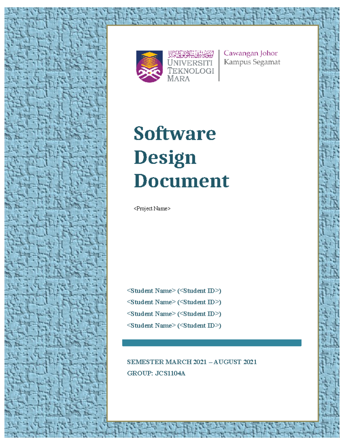 SDD Report (template) - Software Design Document - Studocu