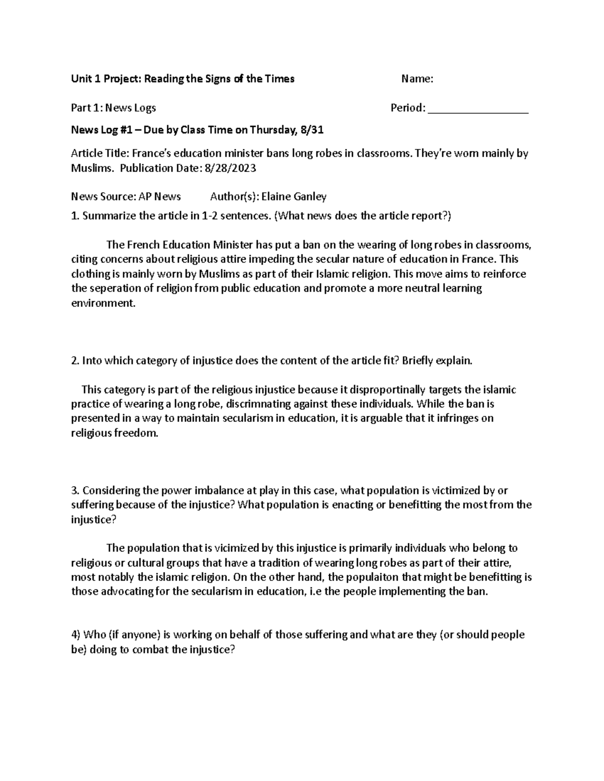 Copy of Unit 1 Project Template - F23 - Unit 1 Project: Reading the ...