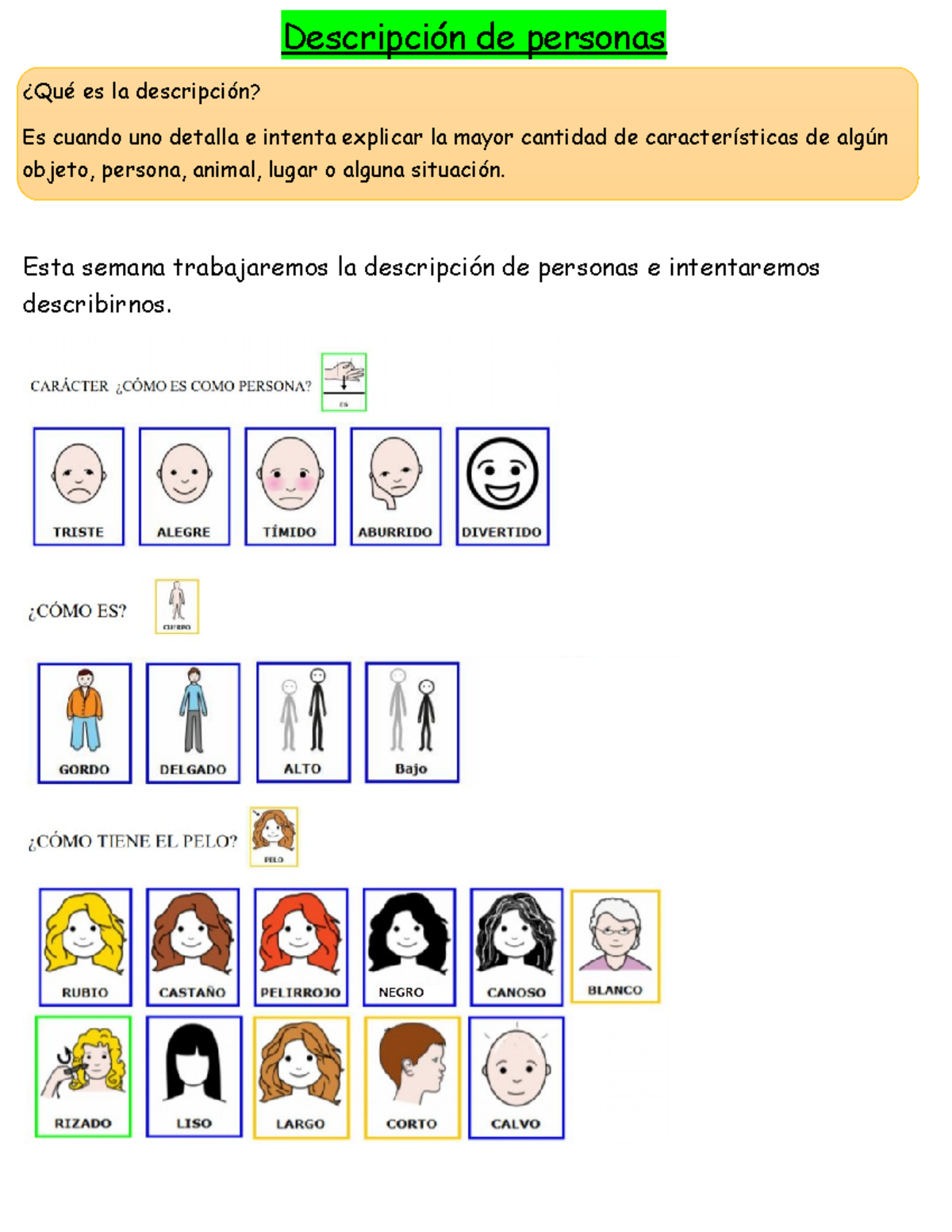 Descripción de personas - Descripción de personas ¿Qué es la ...