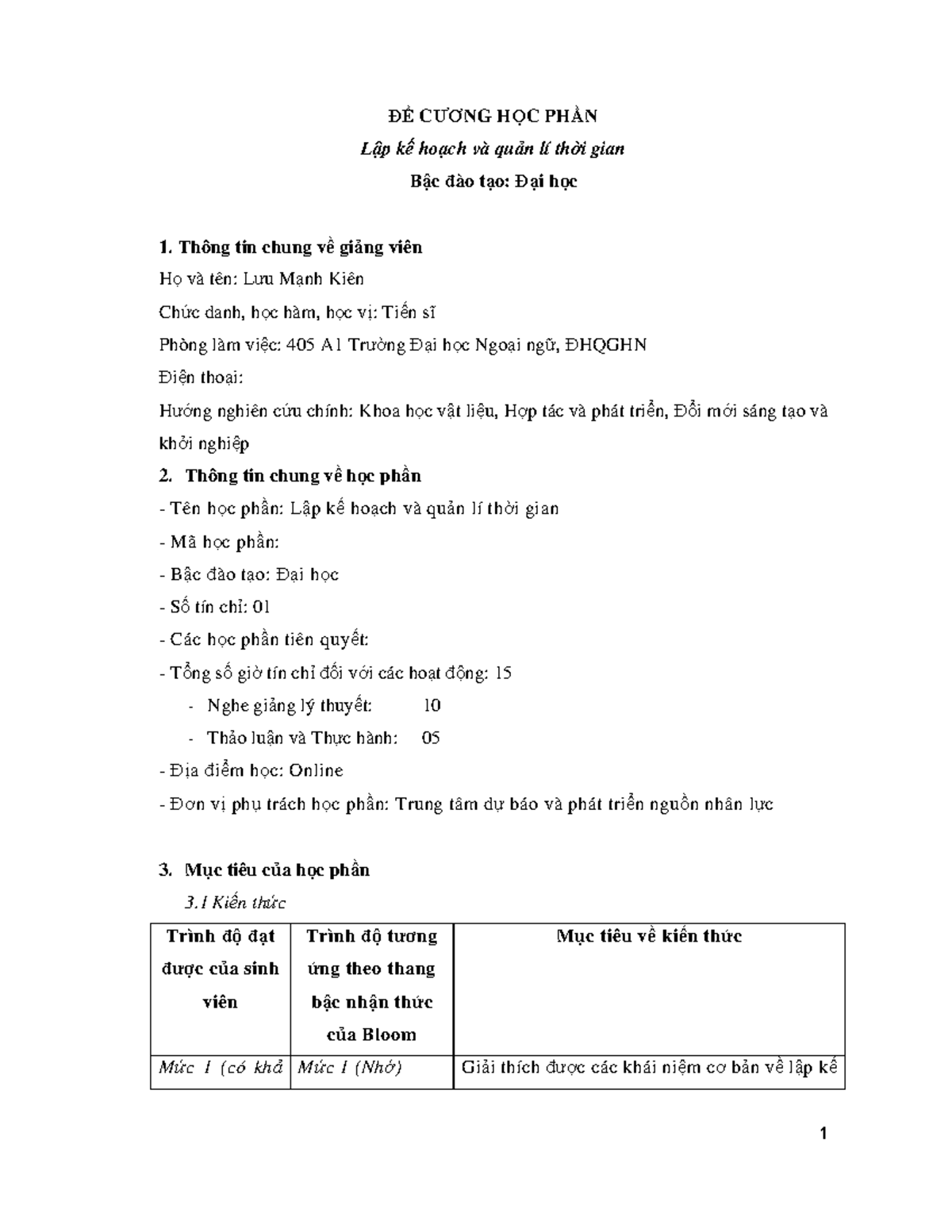 2. De cuong Ky nang Lap ke hoach va quan ly thoi gian - Þ C ̄¡NG HÞC PH¾N L¿p k¿ ho¿ch và qu¿n ...