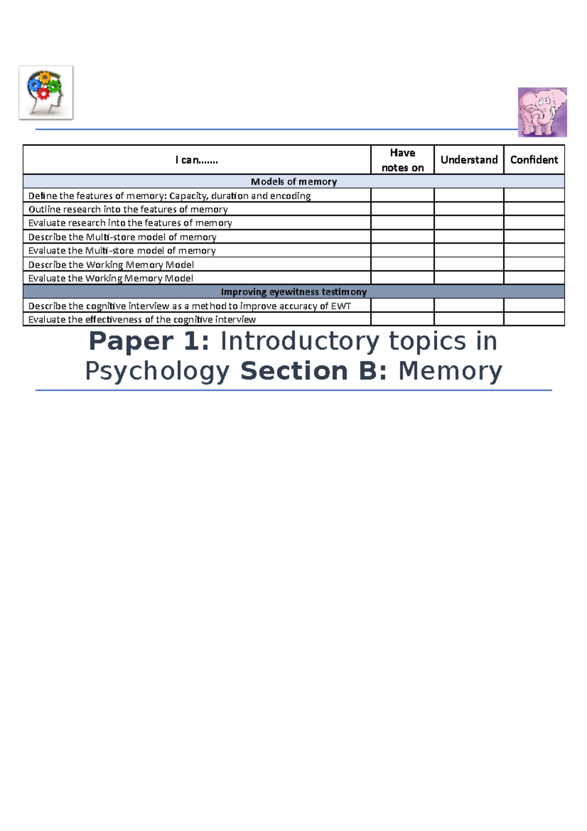 Memory Workbook I Can Have Notes On Understand Confident