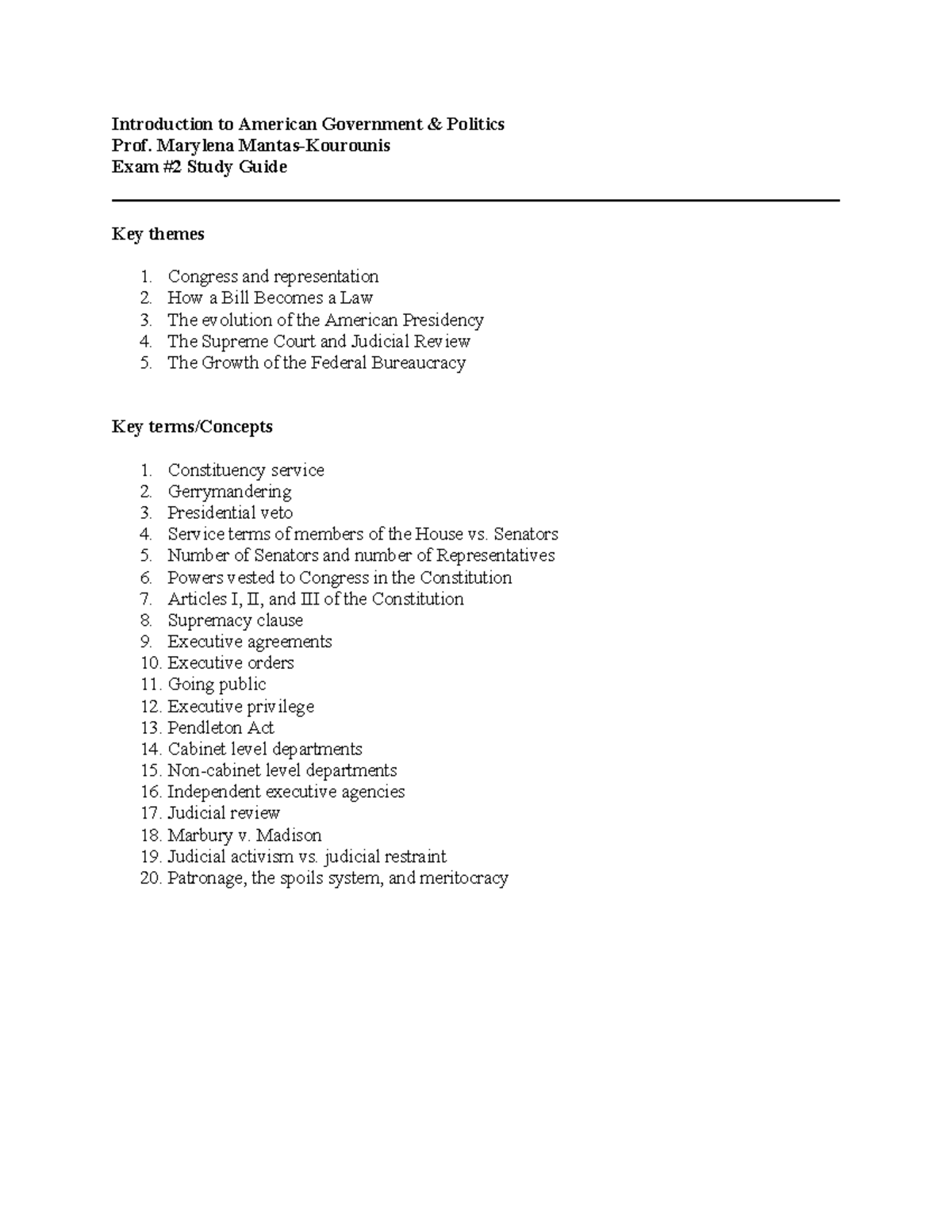 Exam 2-study guide - Introduction to American Government & Politics ...