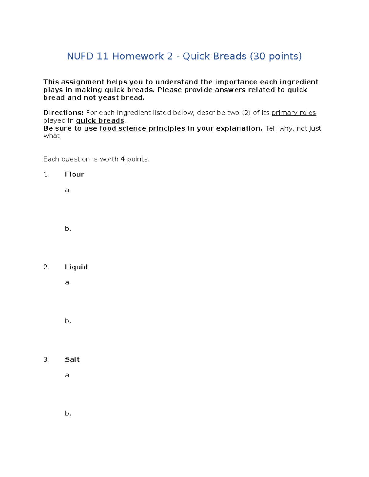 Homework 2 - Quick Breads - NUFD 11 Homework 2 - Quick Breads (30 ...