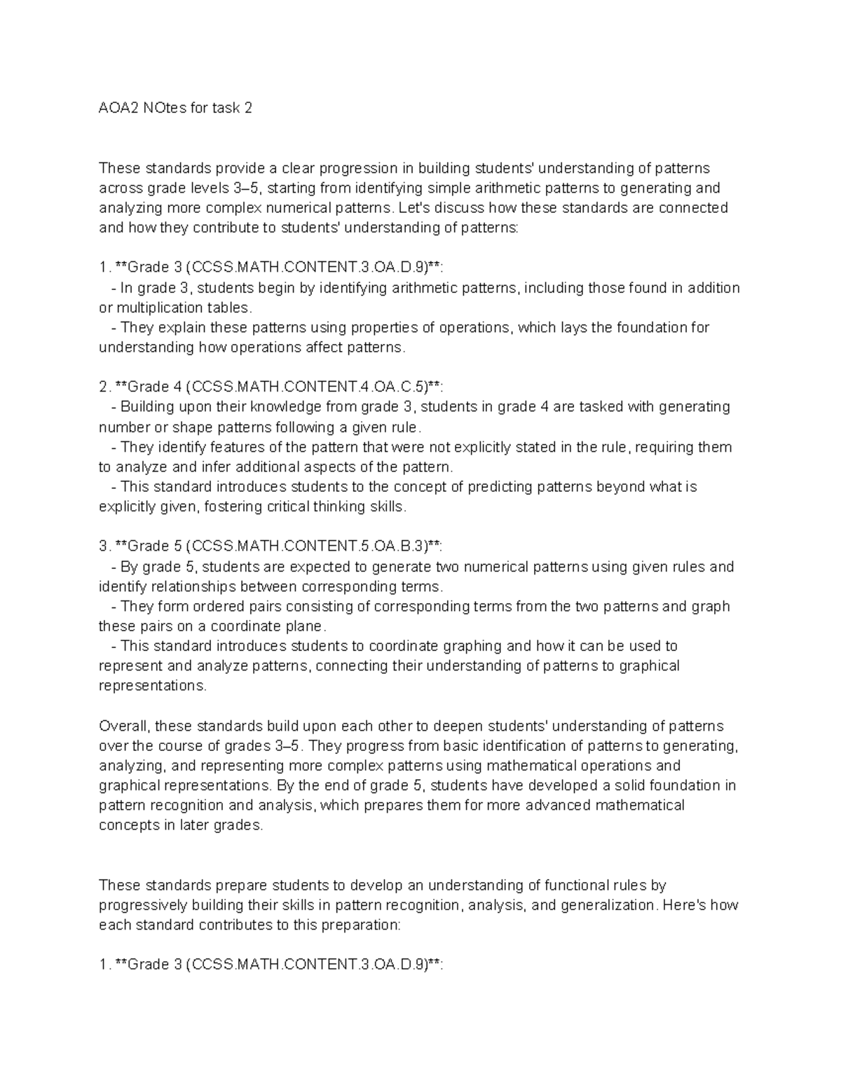 AOA2 Notes for task 2 - AOA2 NOtes for task 2 These standards provide a ...