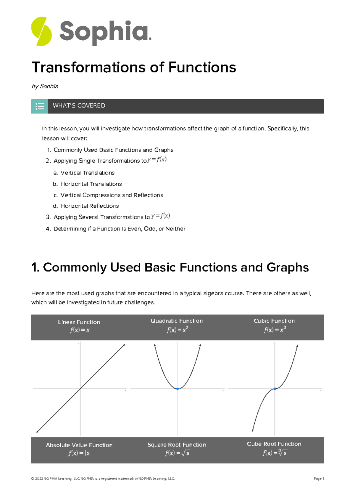 Transformations of functions 3 - Transformations of Functions by Sophia ...