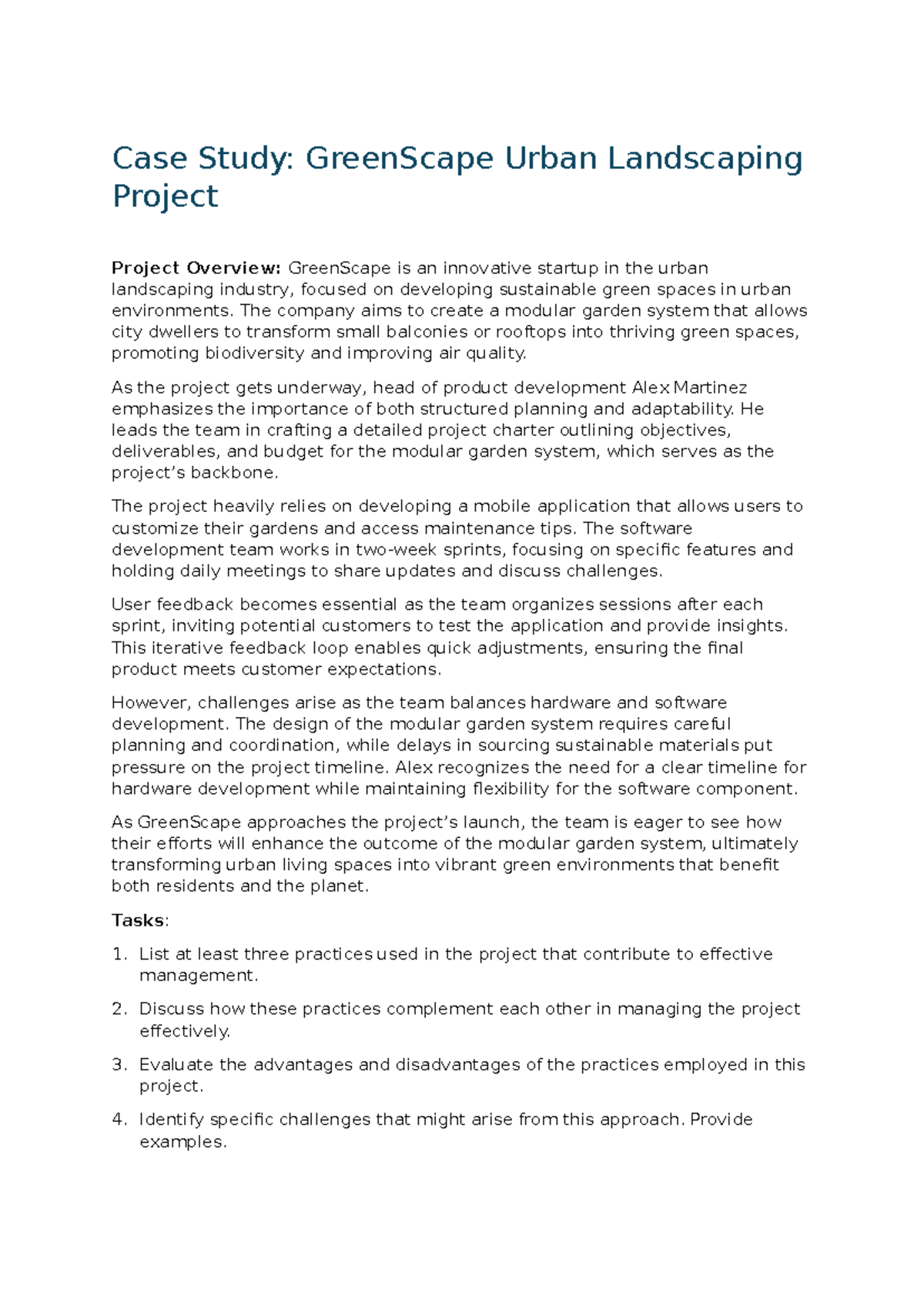 Case Study Landscape - Case Study: GreenScape Urban Landscaping Project ...