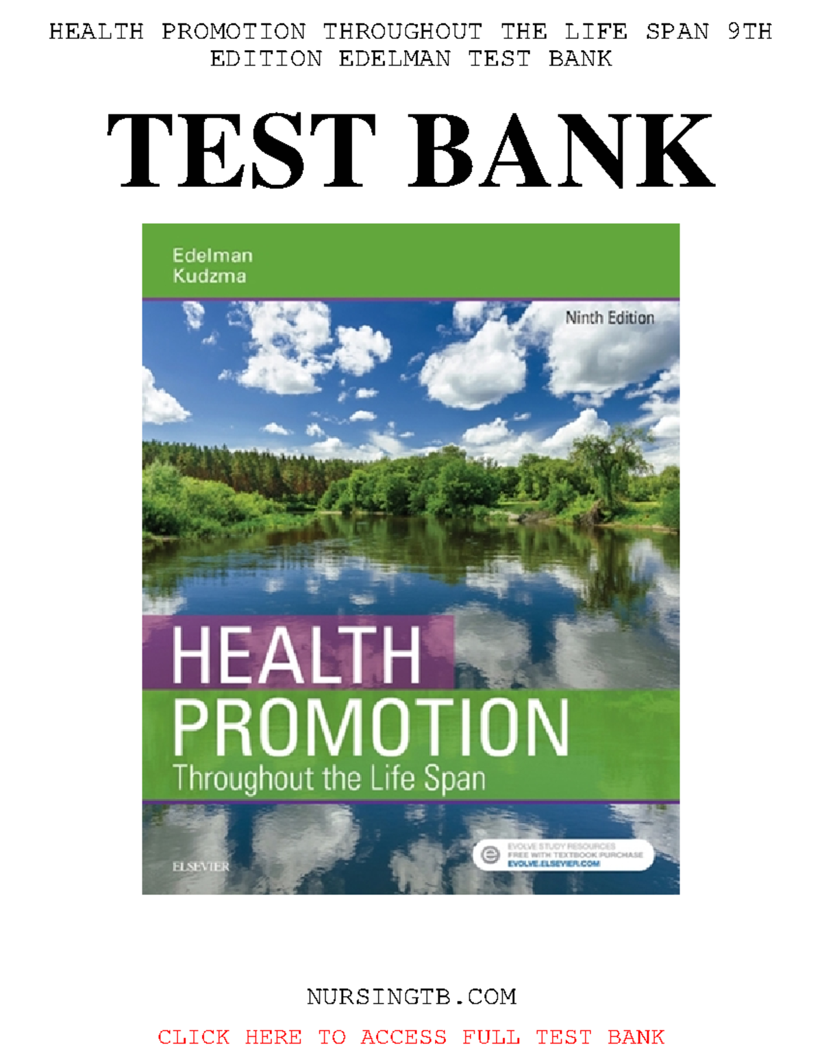 Ch 2 test bank - ch 2 - HEALTH PROMOTION THROUGHOUT THE LIFE SPAN 9TH ...
